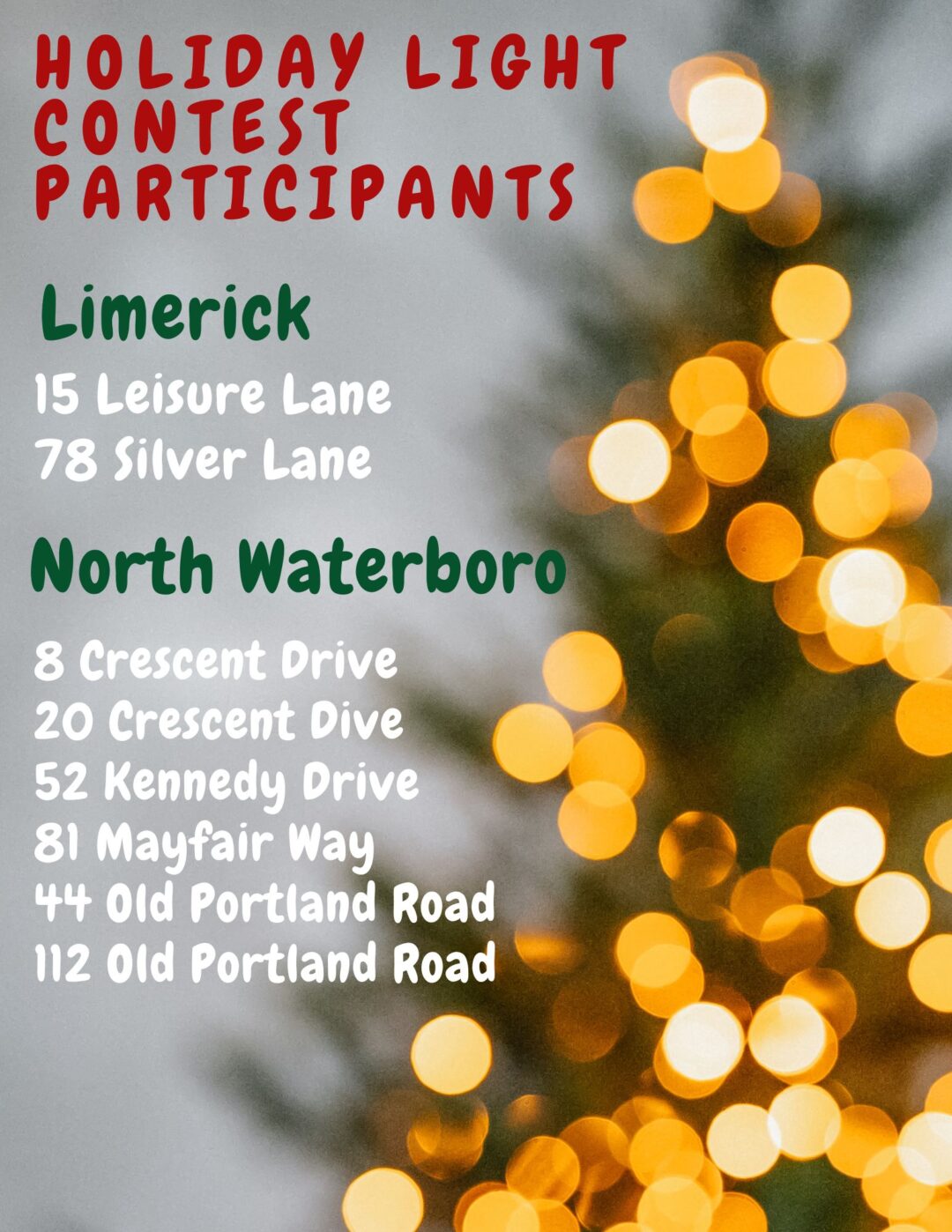 Holiday Light Contest Participants | Lake Arrowhead Community