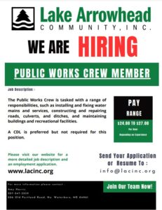 Public Works Job Opening | Lake Arrowhead Community
