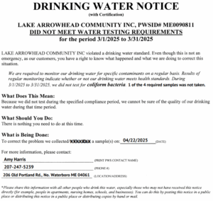 Drinking Water Notice | Lake Arrowhead Community